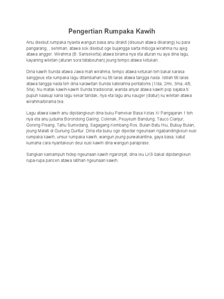 Materi 1 Pengertian Kawih | PDF