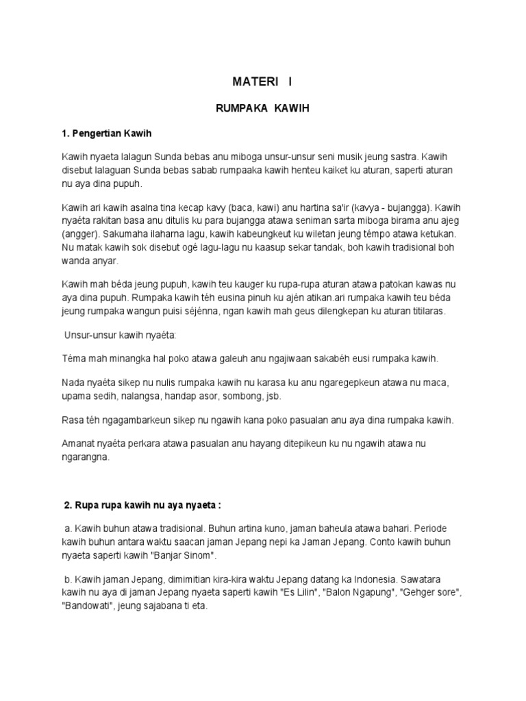 Materi 1 Kawih | PDF