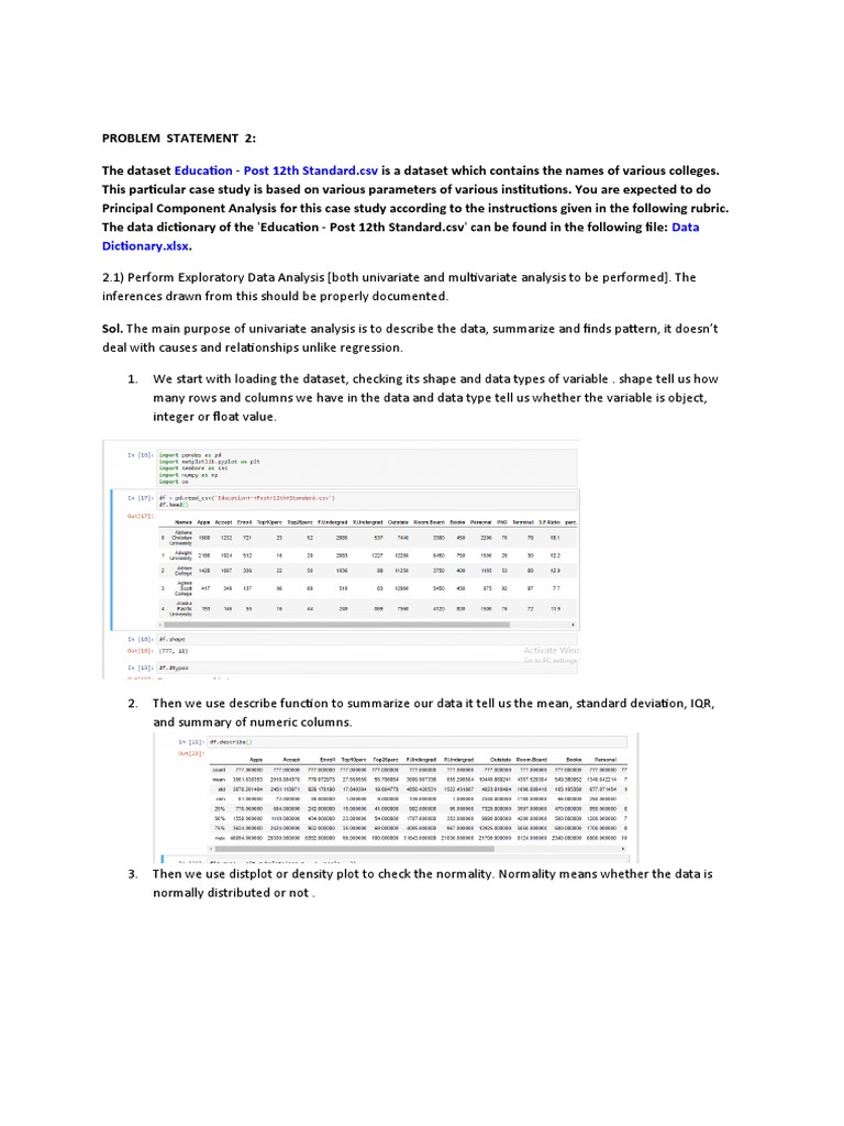 Education - Post 12th Standard - CSV | PDF | Principal Component Analysis | Correlation And ...