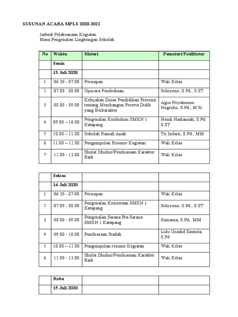 Susunan Acara Mpls 2020 | PDF