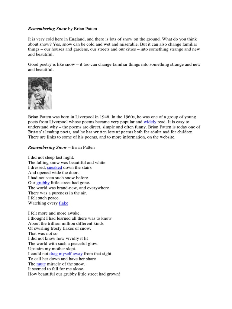 Remembering Snow: A Poetic Reflection | PDF