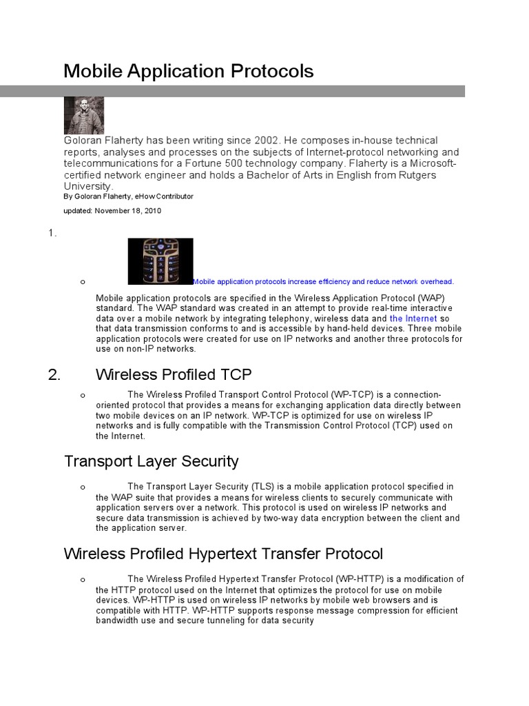 Overview of Mobile Application Protocols | PDF | Computer Network ...