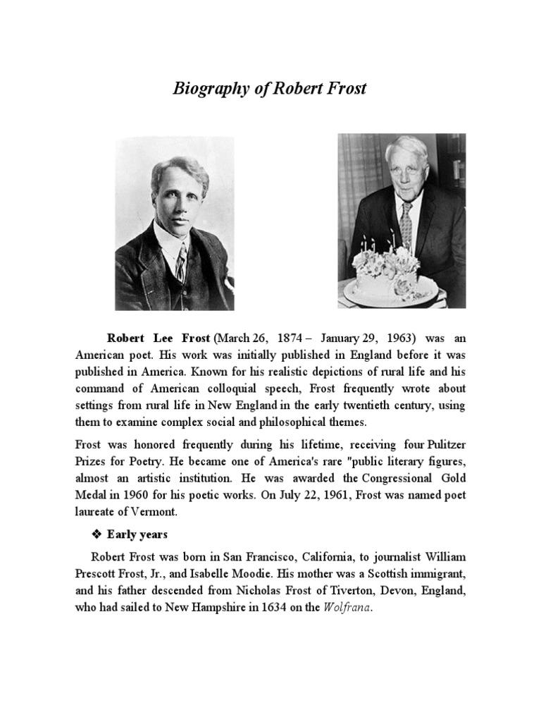 Biography of Robert Frost | PDF | Poetry