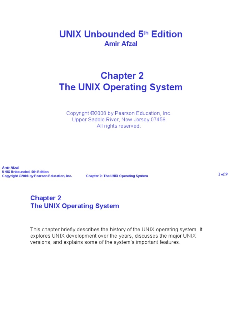 UNIX Unbounded 5 Edition: Amir Afzal | PDF | Unix | Shell (Computing)