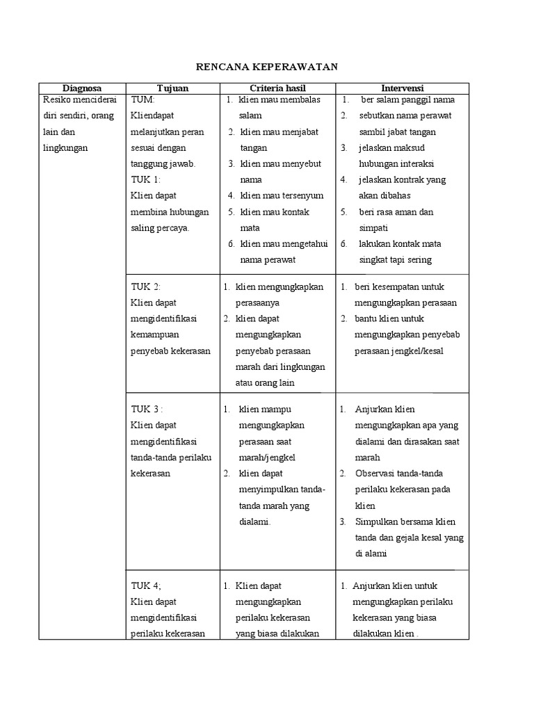 Rencana Keperawatan PK | PDF