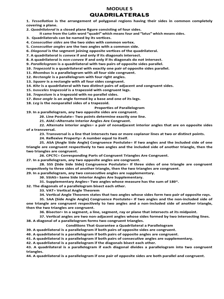 Quadrilaterals: It Came From The Latin Word "Quadri" Which Means Four ...