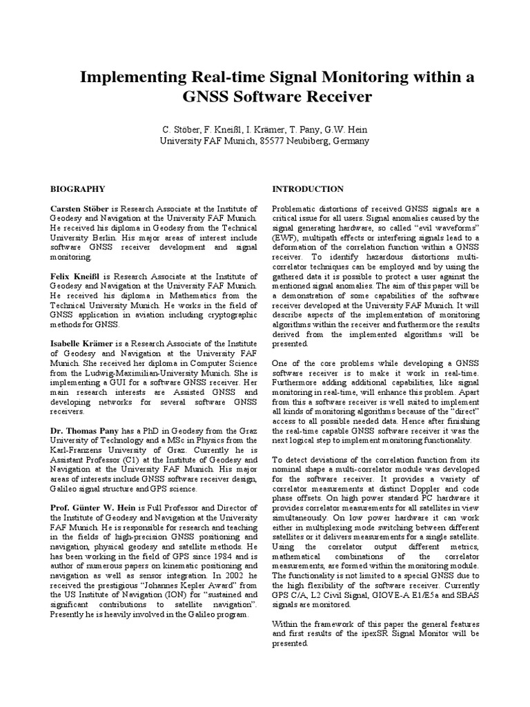 Implementing Real Time Signal Monitoring Pdf Global Positioning System Navigation