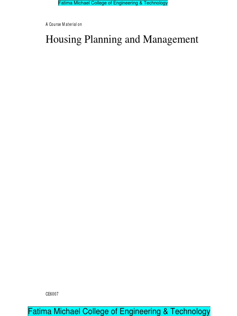 Housing Planning and Management Overview | PDF | Green Building | Resource