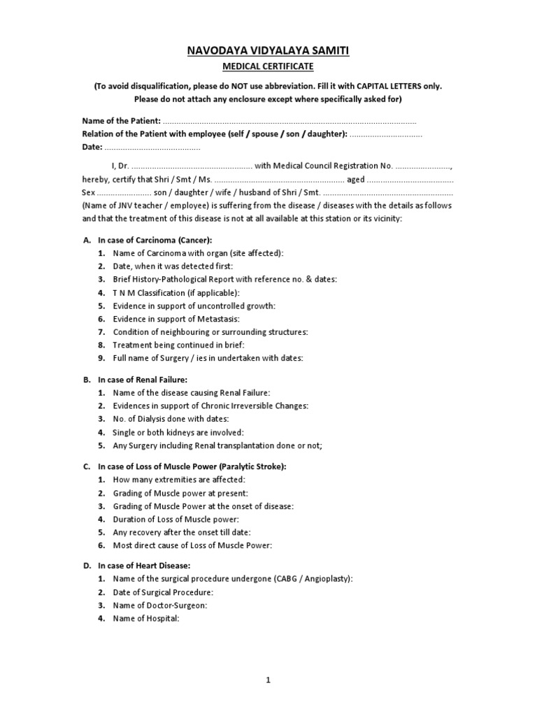 Medical Certificate Proforma | PDF | Health Sciences | Clinical Medicine