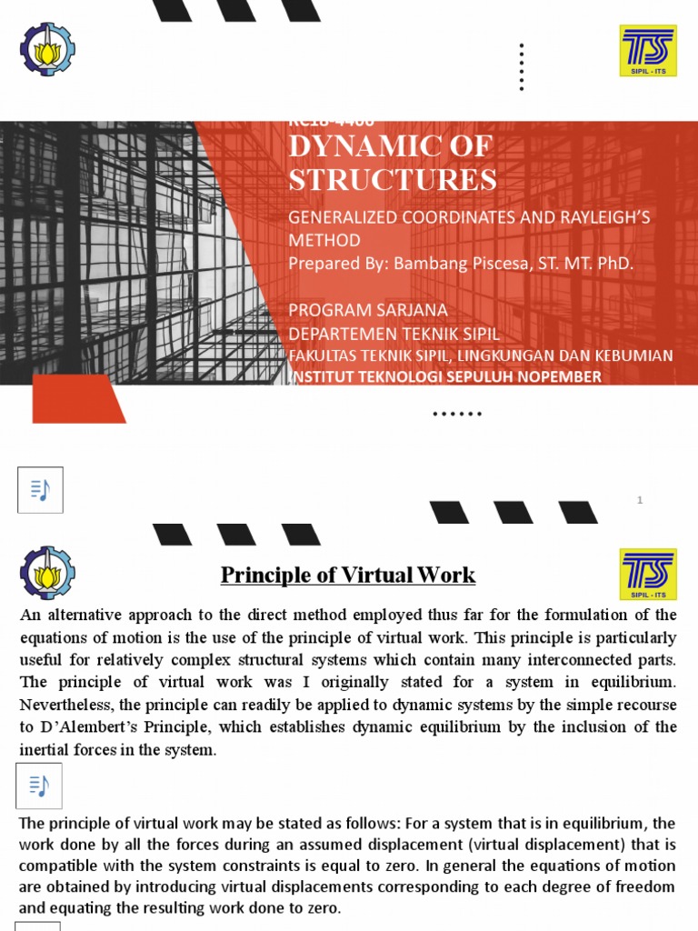 PP Dynamic of Structure 21 Generalized Coordinate and Rayleighs Method ...