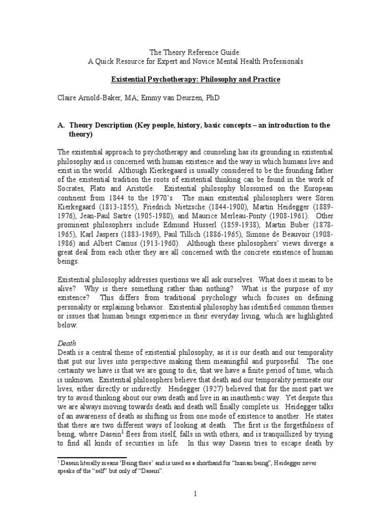 Existential Psychotherapy: Philosophy and Practice: Death | PDF ...