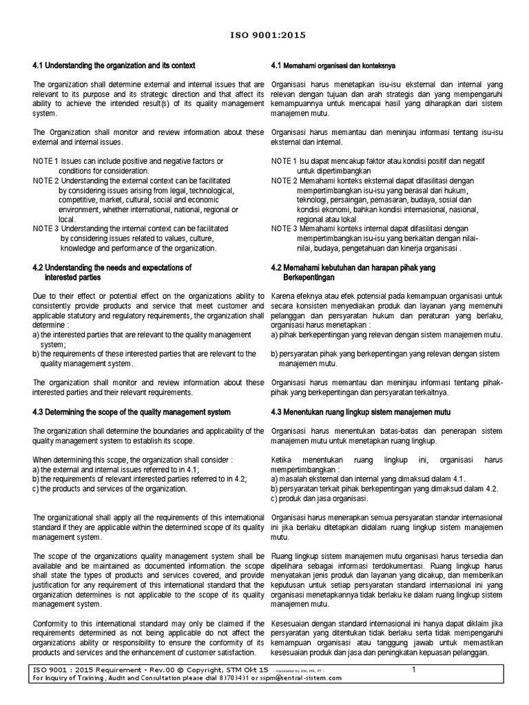 Persyaratan Iso 9001 2015 Final | PDF