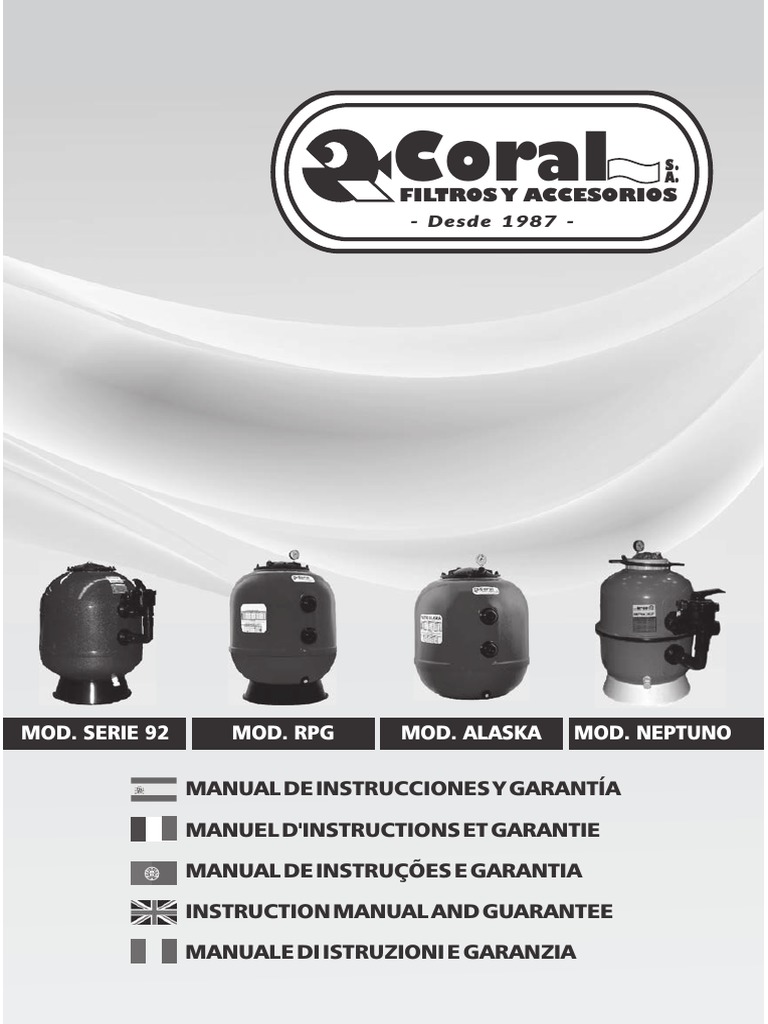 Coral Manual Instrucciones Garantia | PDF | Piscina | Bomba