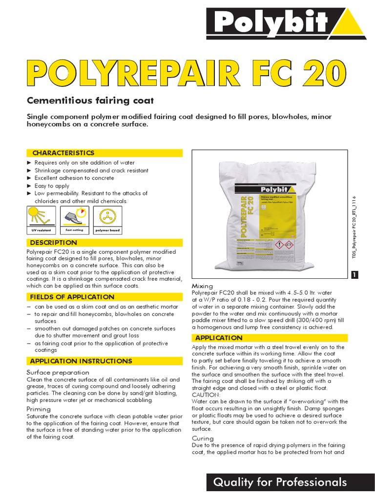 Cementitious Fairing Coat Guide | PDF | Shelf Life | Concrete