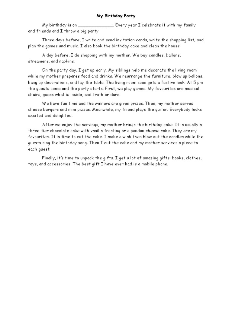 My Birthday Party | PDF | Christmas | Leisure