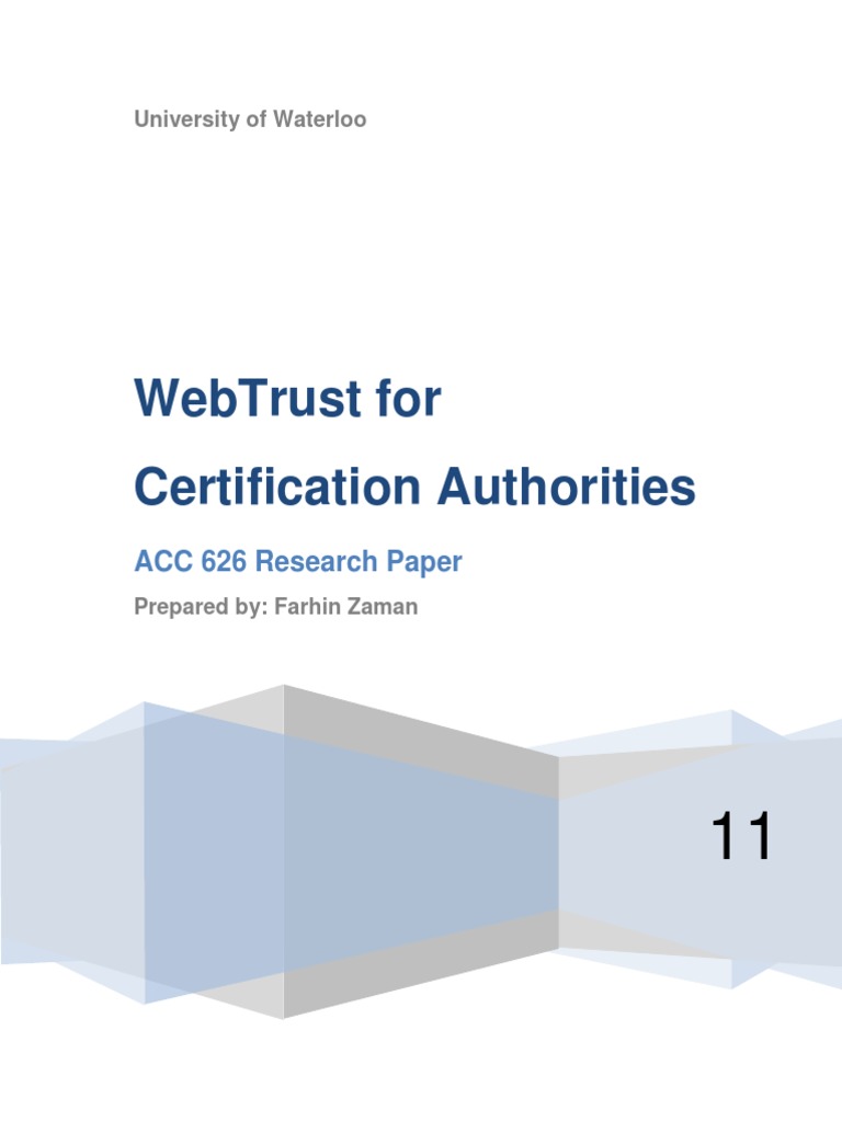 ACC626 WebTrust For Certification Authorities F Zaman | PDF | Public ...