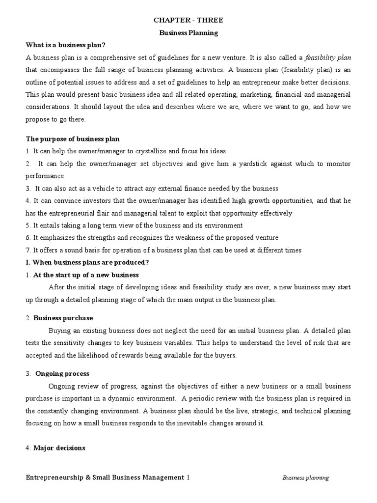 Chapter-3-Business Plan | PDF | Feasibility Study | Entrepreneurship