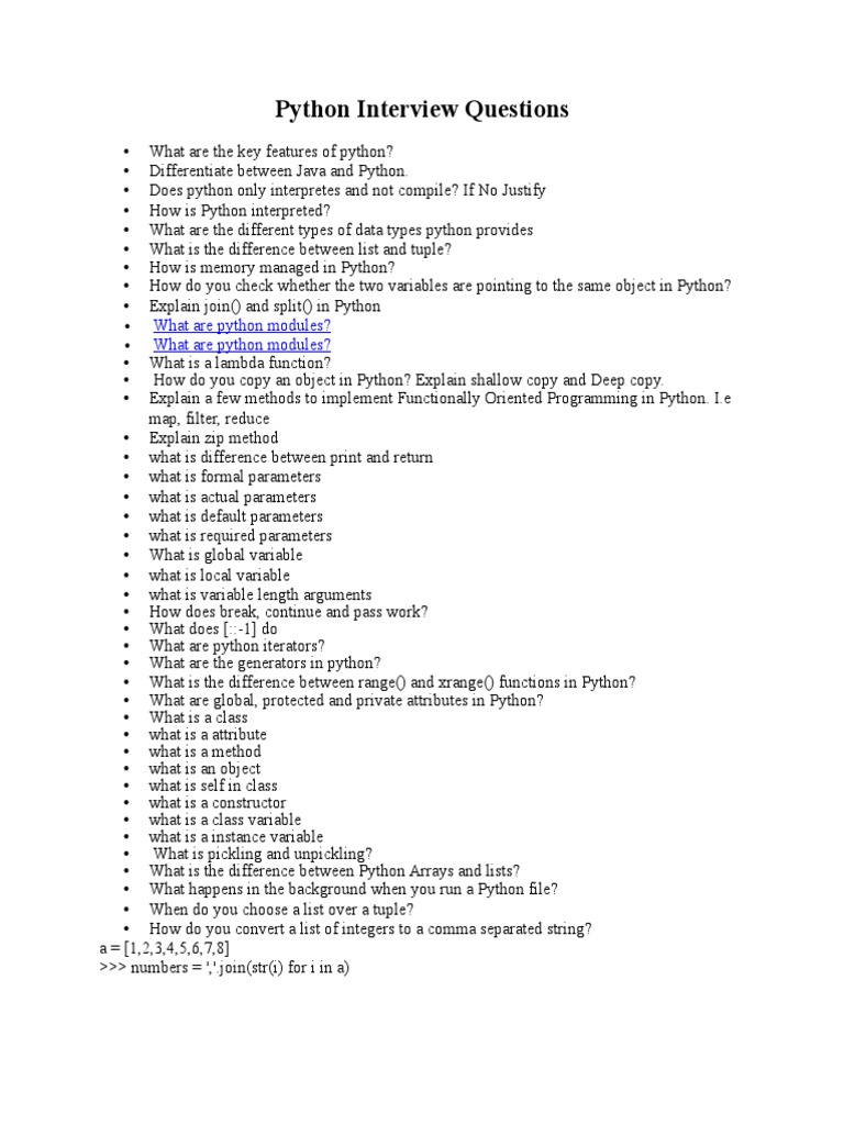 Python Interview Questions What Are Python Modules What Are Python Modules Pdf Parameter