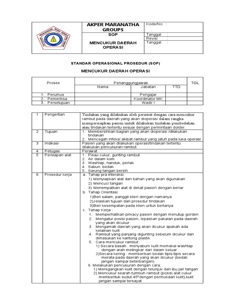 SOP Mencukur Daerah Operasi | PDF