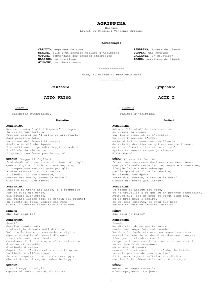 Agrippina : Opéra de Haendel | PDF | Claudius | Compositions