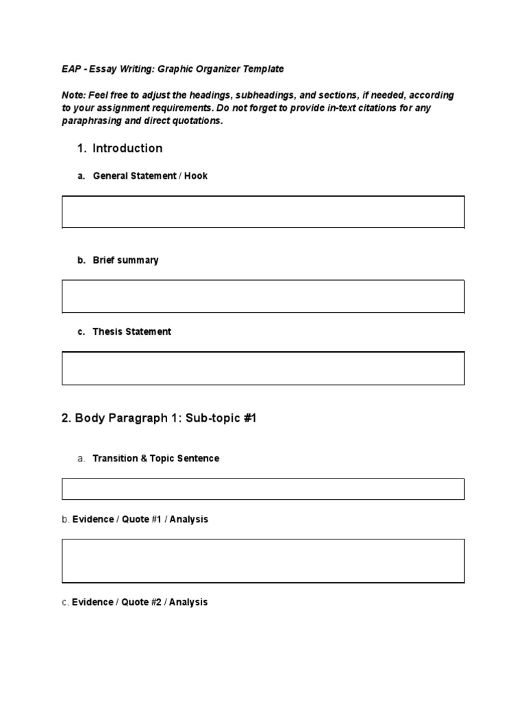 EAP - Writing - Graphic Organizer Template For Planning | PDF