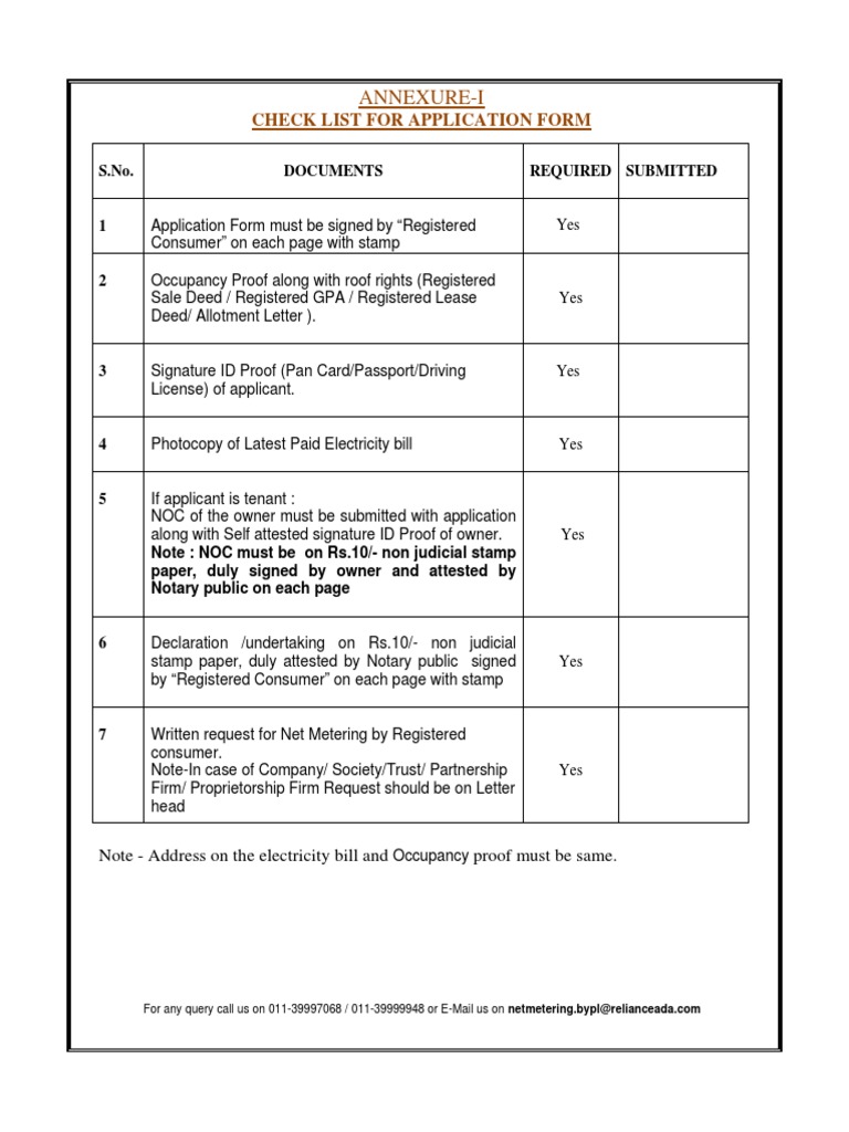Net Metering Application Checklist | PDF | Notary Public | Renewable Energy
