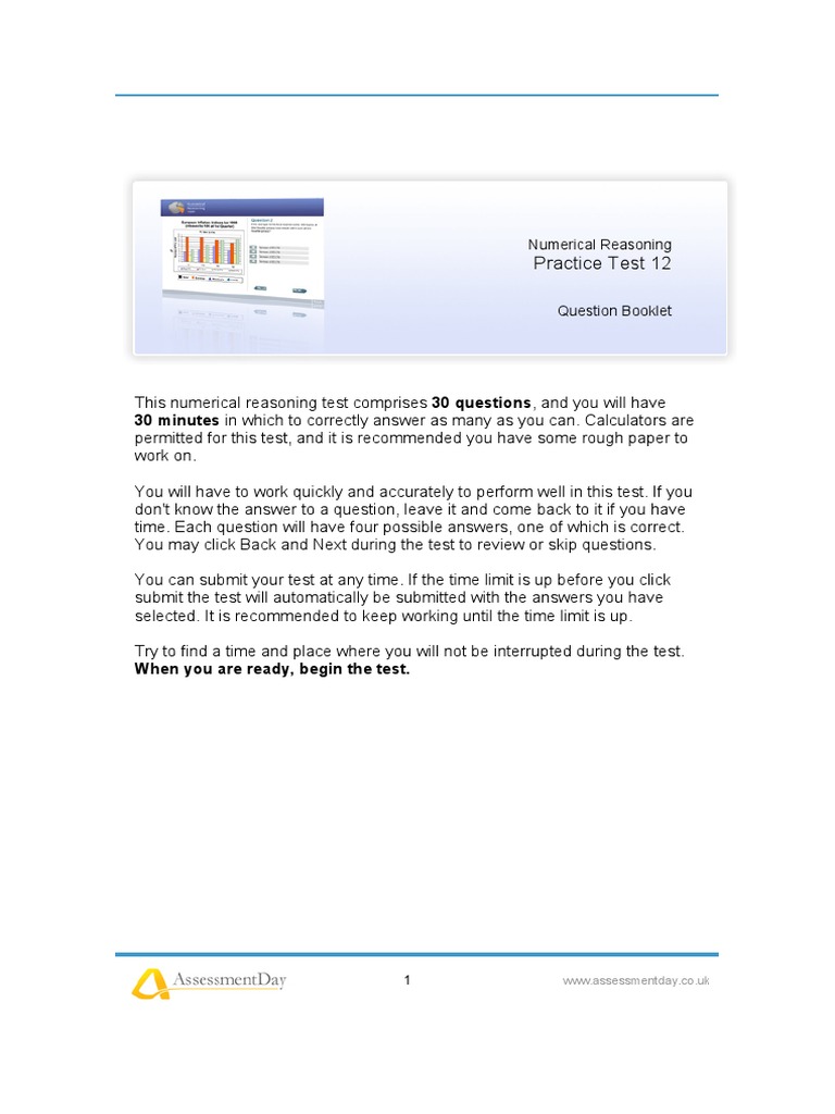 Practice Test 12: Numerical Reasoning | PDF | Bonds (Finance) | Loans