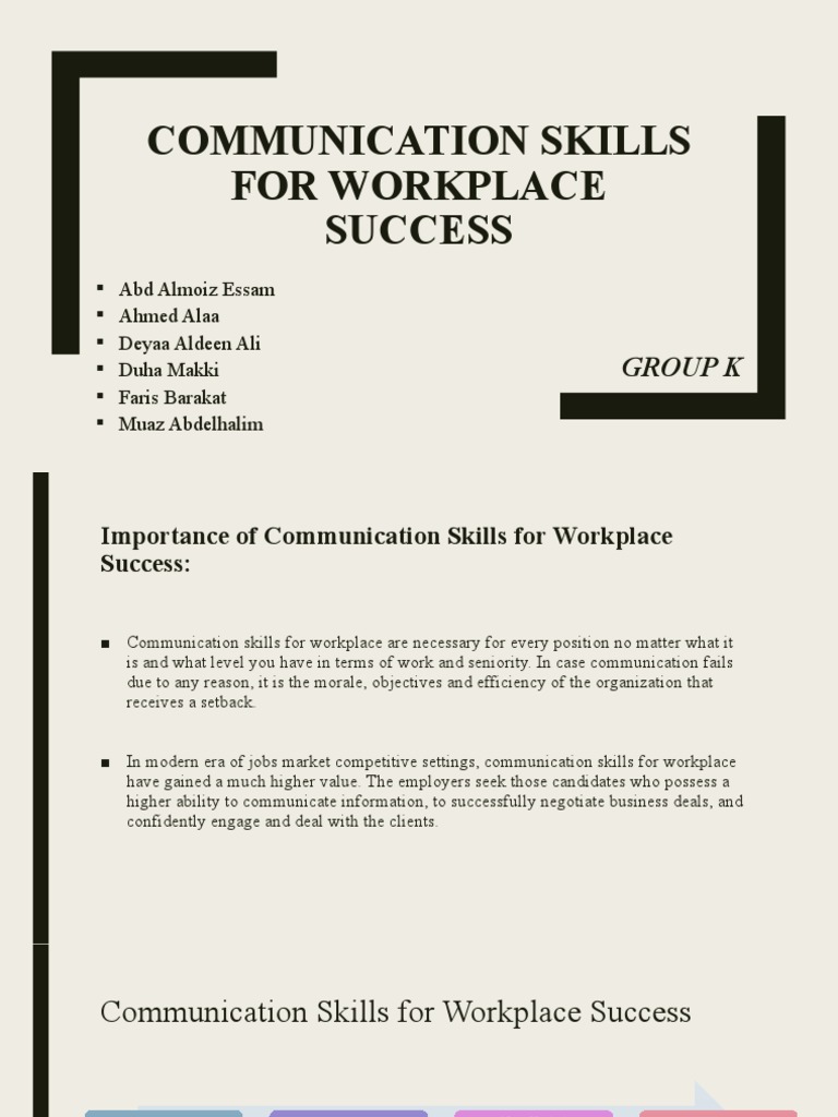Communication Skills For Workplace Success | PDF | Nonverbal ...