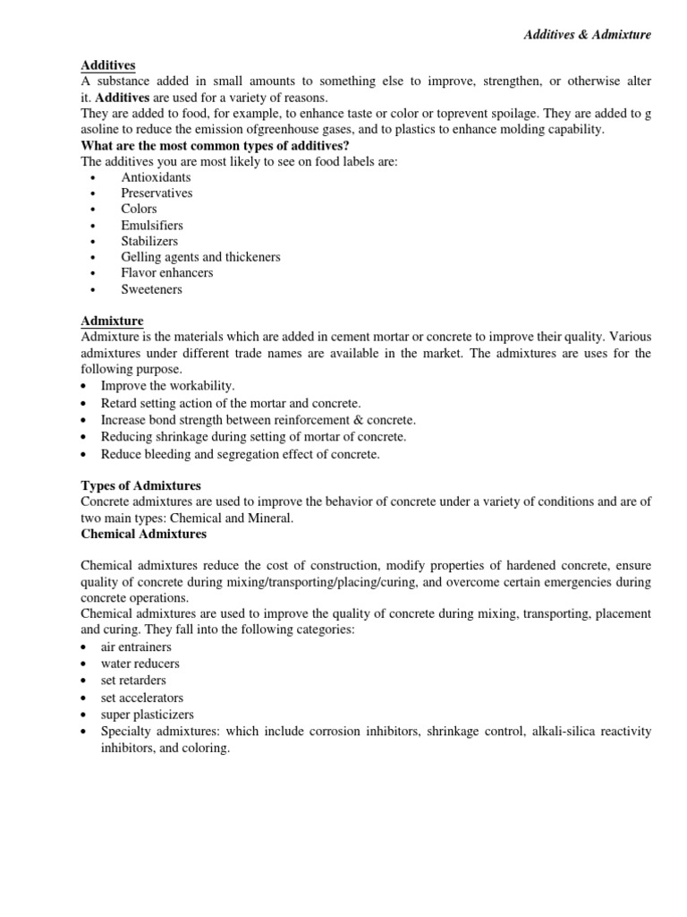 Additives & Admixture | PDF | Business