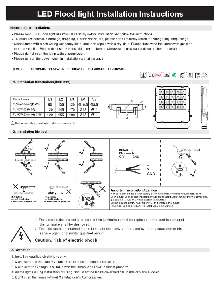 FL06-G5 Floodlight Manual | PDF