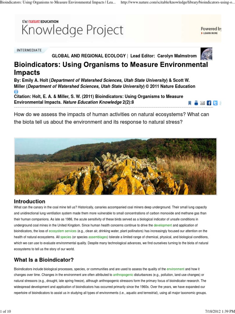 Bioindicators - Using Organisms To Measure Environmental Impacts ...