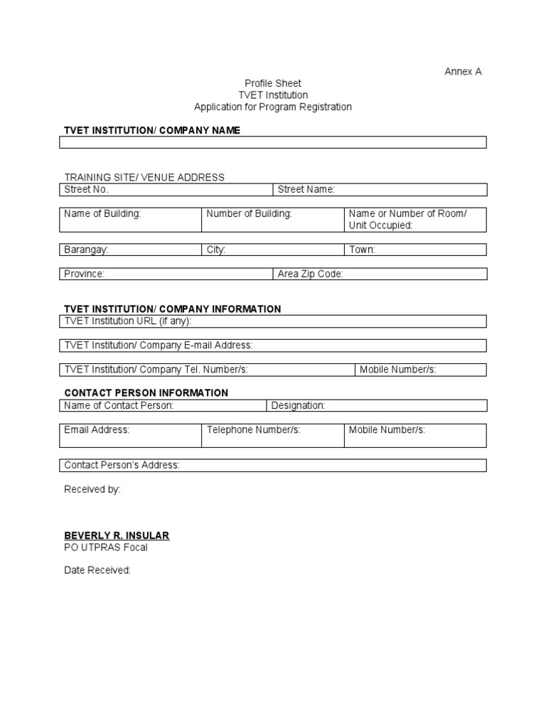 TVET Institution Application Form | PDF