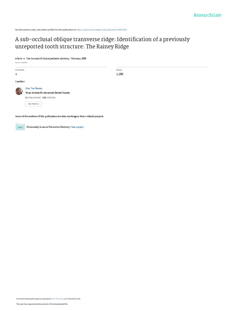 16 Rainey 1996 Subooclusal Oblique Transverse Ridge - The Rainey Ridge ...