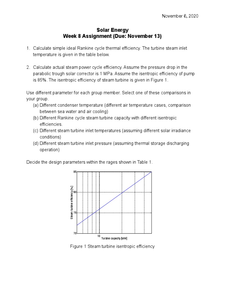 Solar Energy Week 8 Assignment (Due: November 13) | PDF | Steam | Solar ...