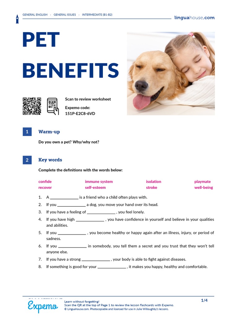 Pet Benefits British English Teacher Ver2 | PDF | Pet | Dogs
