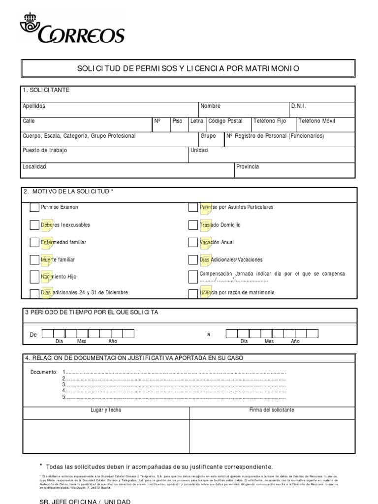 Solicitud De Licencia De Matrimonio Para Imprimir