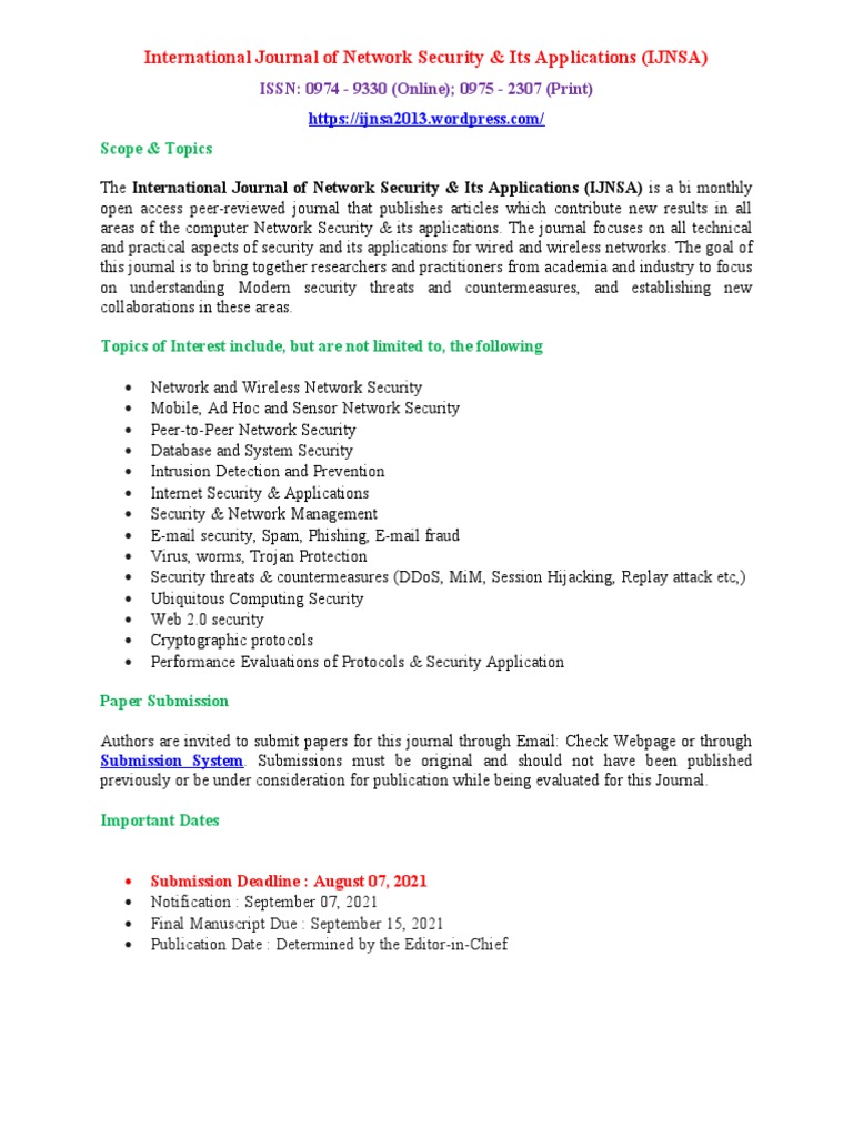 International Journal of Network Security Its Applications IJNSA | PDF