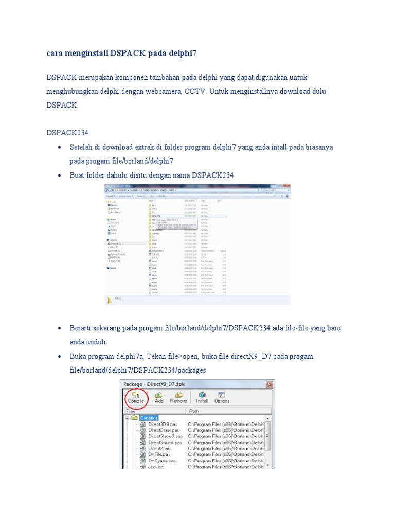 Cara Menginstall DSPACK Pada Delphi7 | PDF