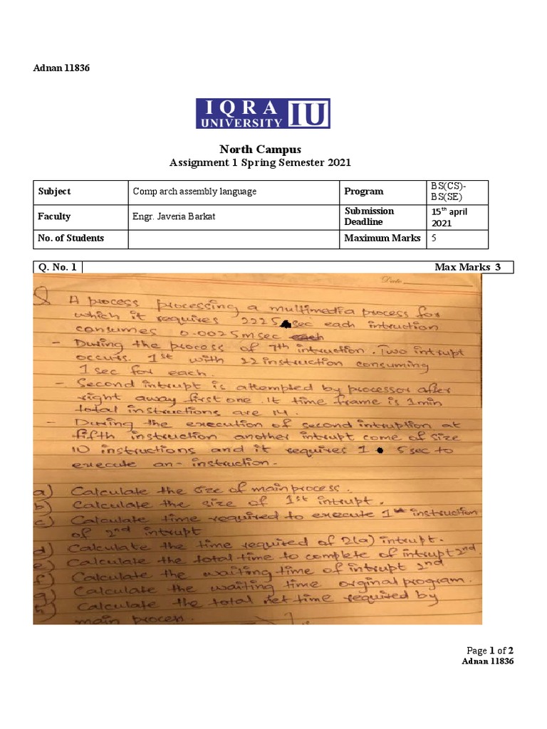 Adnan 11836 CAAL Assignment | PDF | Computer Hardware | Information Technology