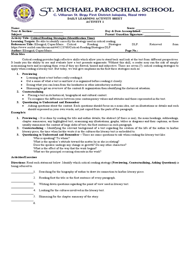 Dynamic Learning Activity Sheet 21ST Cen Lit 11& 12 4TH Week | PDF ...