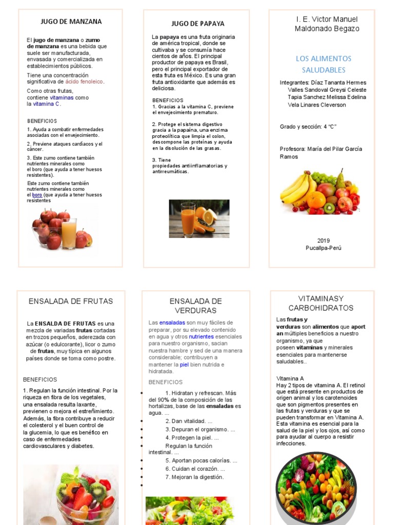 Triptico Alimentos Saludables | PDF | Vegetales | Alimentos