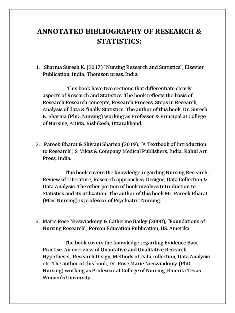 Annotated Bibliography of Research & Statistics | PDF | Biostatistics ...