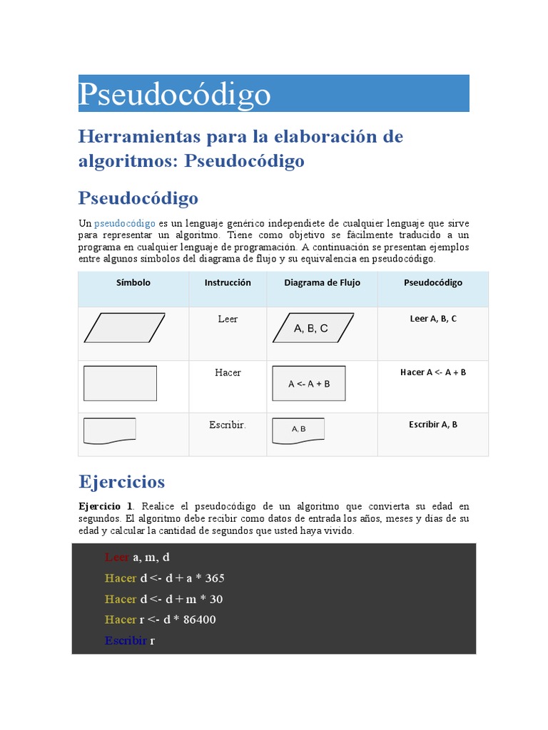 3 - Pseudocódigo | PDF | Algoritmos | Lenguaje de programación
