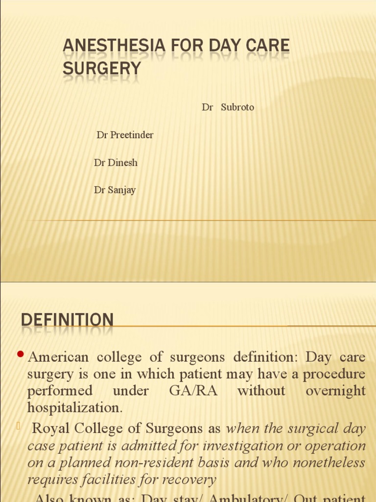 1anesthesia For Day Care Surgery 123 | PDF | Anesthesia | Surgery