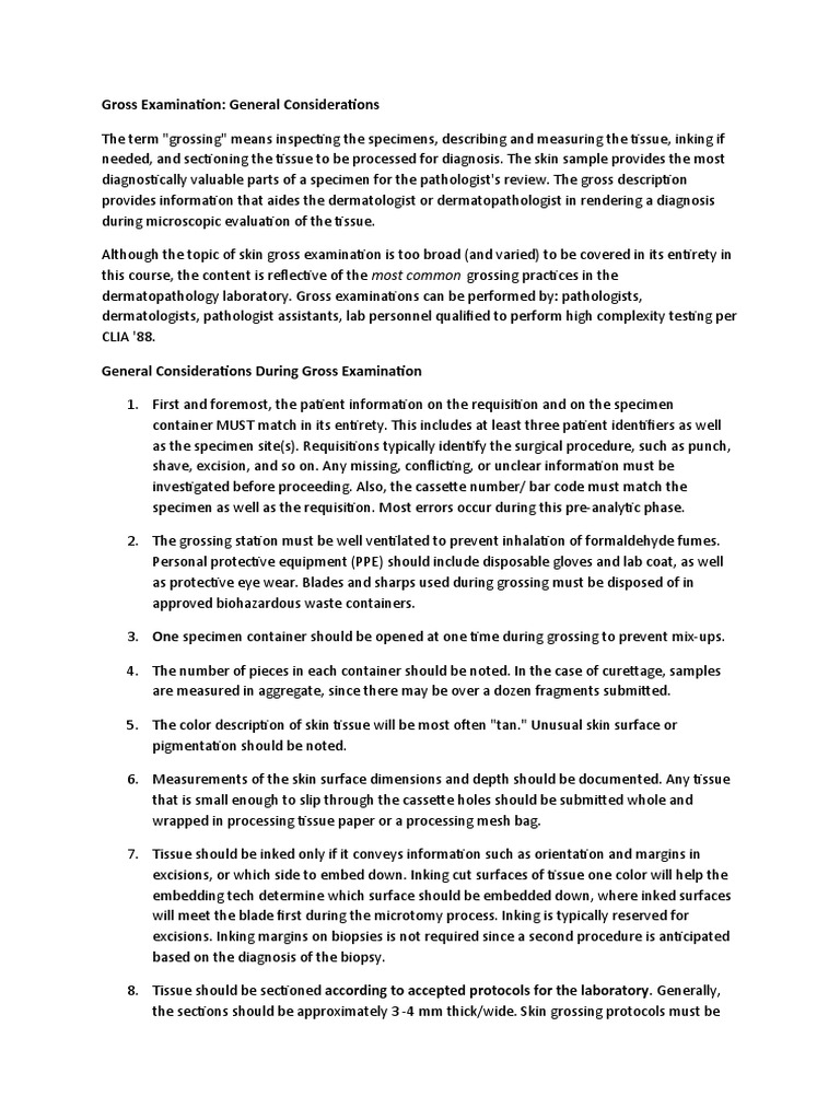 Gross Examination in Dermatopathology | PDF | Pathology | Biopsy