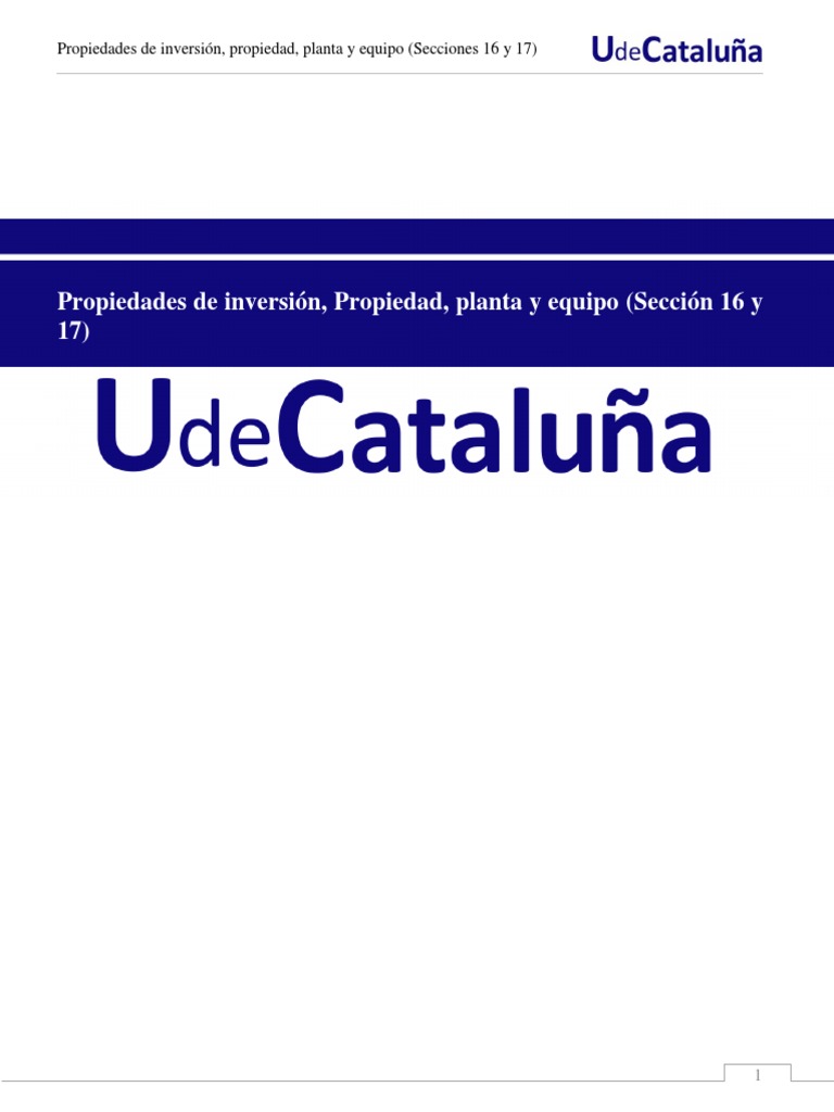 Propiedades de Inversion Propiedad Planta y Equipo (Seccion 16 y 17 ...