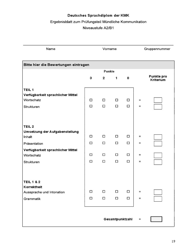 Bewertungskriterien MK DSD I | PDF