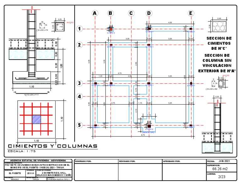 Planos de Columnas y Cimientos | PDF