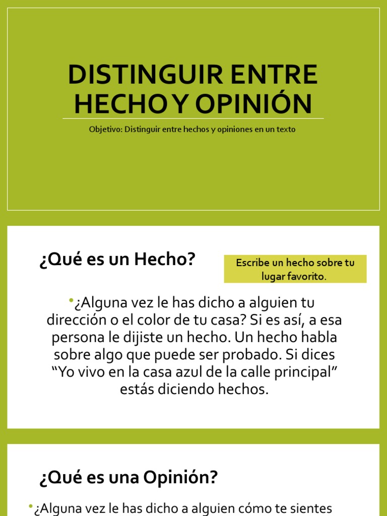 Distinguir-Entre-Hecho-y-Opinion 4° | PDF | Relaciones personales ...