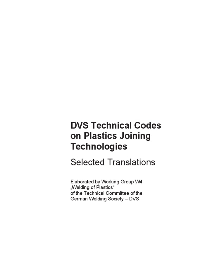 DVS Technical Codes On Plastics Joining Technologies: Selected ...